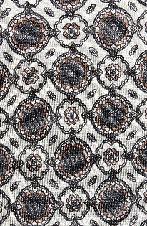 JACK VICTOR Cromwell Medallion Print Silk Neck Tie - Ecru