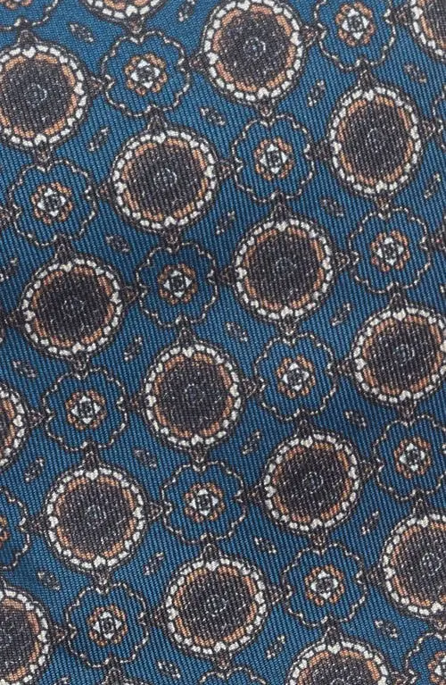JACK VICTOR Cromwell Medallion Print Silk Neck Tie - Navy