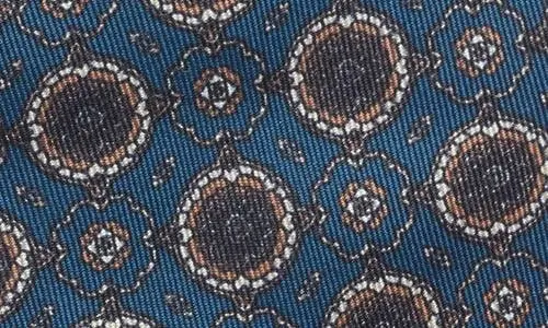 JACK VICTOR Cromwell Medallion Print Silk Neck Tie - Navy