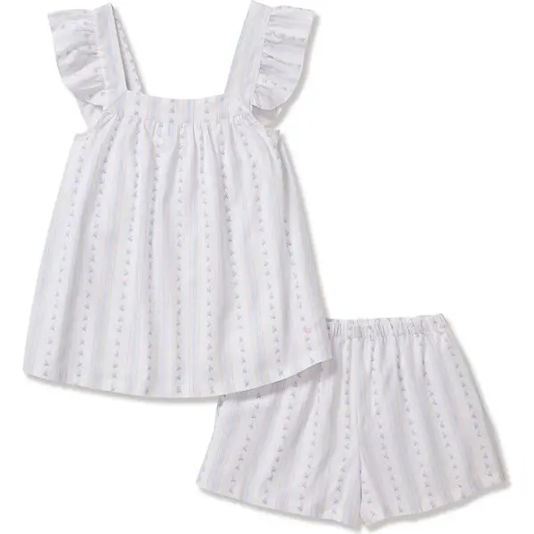 PETITE PLUME Clara Cotton Twill Short Pajamas - White
