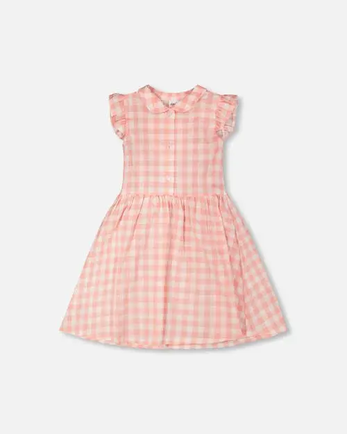 DEUX PAR DEUX Classic Sleeveless Gingham Button Down Dress - Pink Gingham