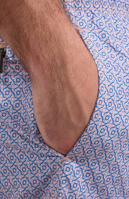 Bugatchi Geo Print Swim Trunks - Peach