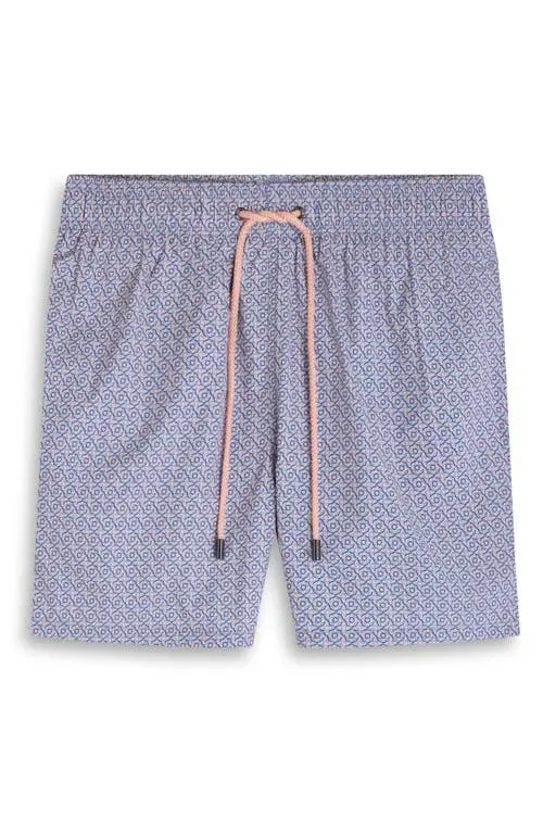 Bugatchi Geo Print Swim Trunks - Peach