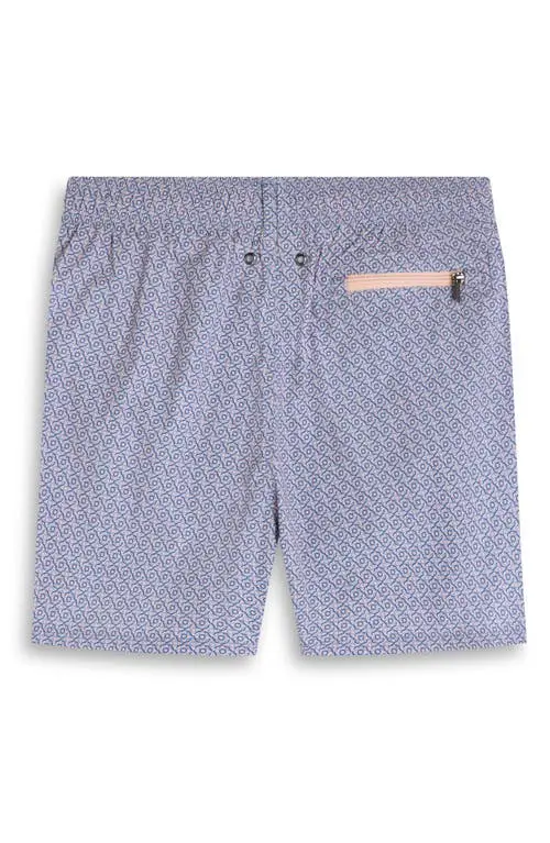 Bugatchi Geo Print Swim Trunks - Peach