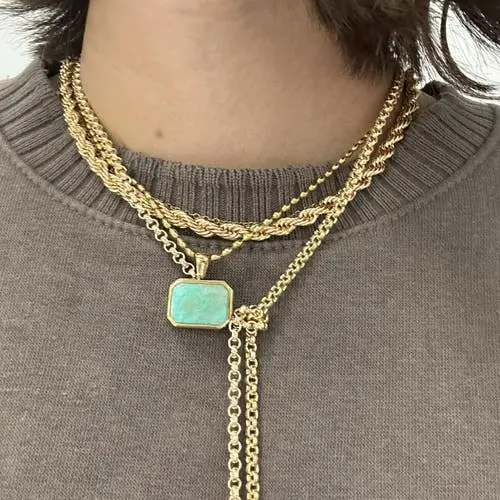 OUTOFOFFICE Amazonite Gemstone Pendant Necklace In Gold