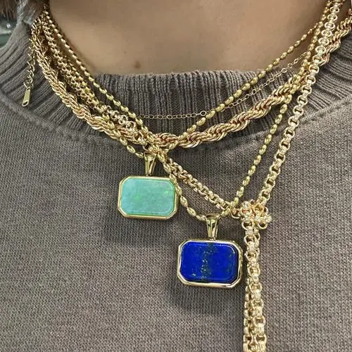 OUTOFOFFICE Amazonite Gemstone Pendant Necklace In Gold