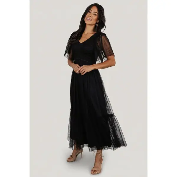 BALTIC BORN Martha Smocked Tulle Dress - Black