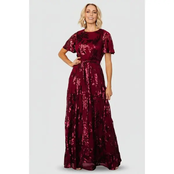 BALTIC BORN Muse Sequin Maxi Dress - Wine