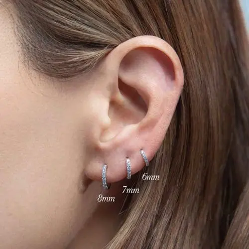 OUTOFOFFICE 8mm Pave Hoop Earrings - Gold