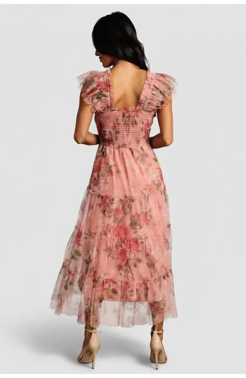 BALTIC BORN Clementine Tulle Midi Dress - Pink Rose Floral