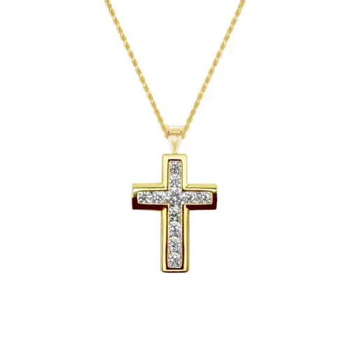 OUTOFOFFICE Pave Cross Pendant Necklace - Gold