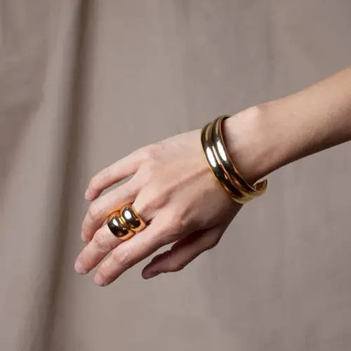 OUTOFOFFICE Chunky Gold Statement Bangle - Silver