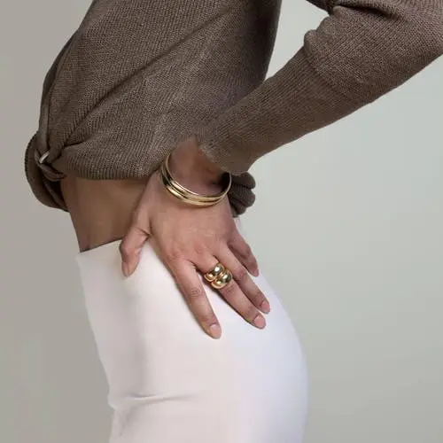 OUTOFOFFICE Chunky Gold Statement Bangle - Silver