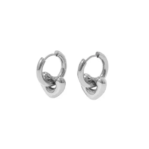 OUTOFOFFICE Heart Removable Huggie Earrings - Silver