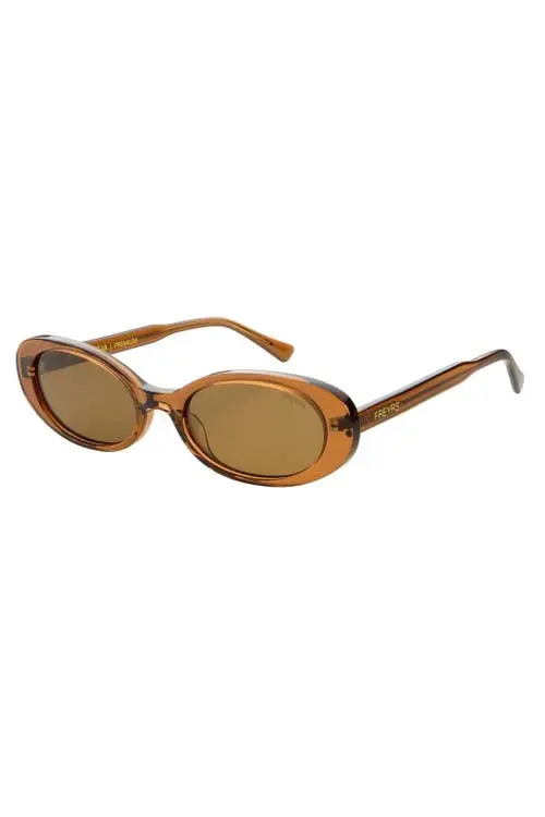 FREYRS EYEWEAR Mimi Small Oval Sunglasses - Brown/green/tortoise