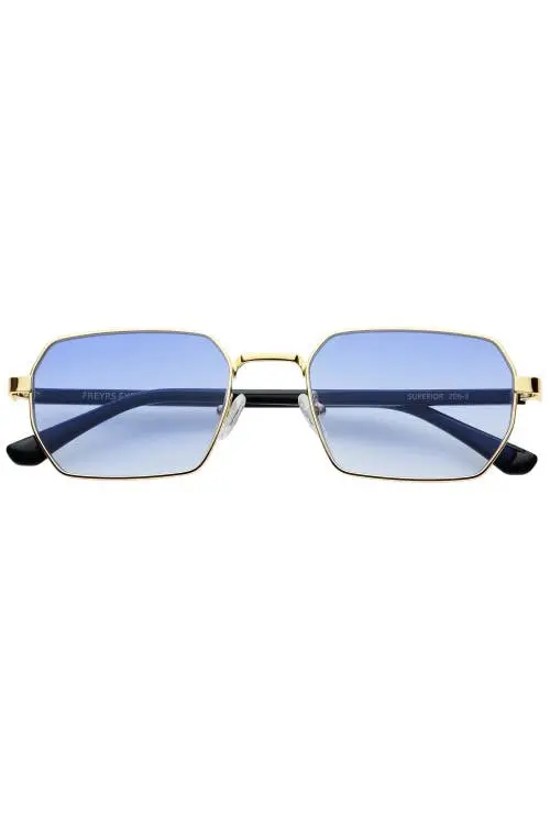 FREYRS EYEWEAR Superior Rectangular Sunglasses - Gold/blue