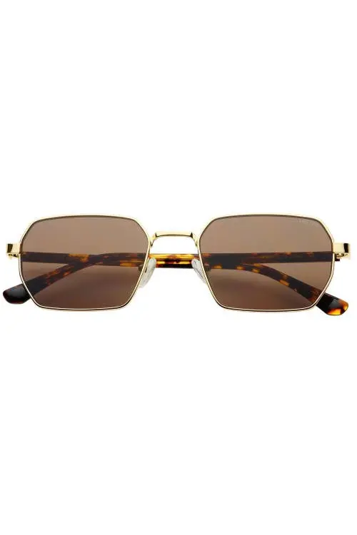 FREYRS EYEWEAR Superior Rectangular Sunglasses - Gold/brown