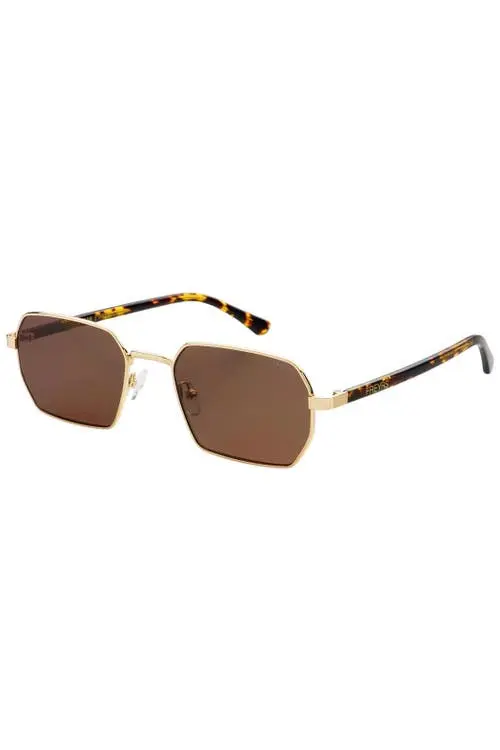 FREYRS EYEWEAR Superior Rectangular Sunglasses - Gold/brown