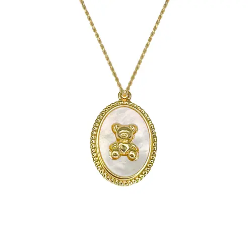 OUTOFOFFICE Teddy Bear Charm Necklace - Gold