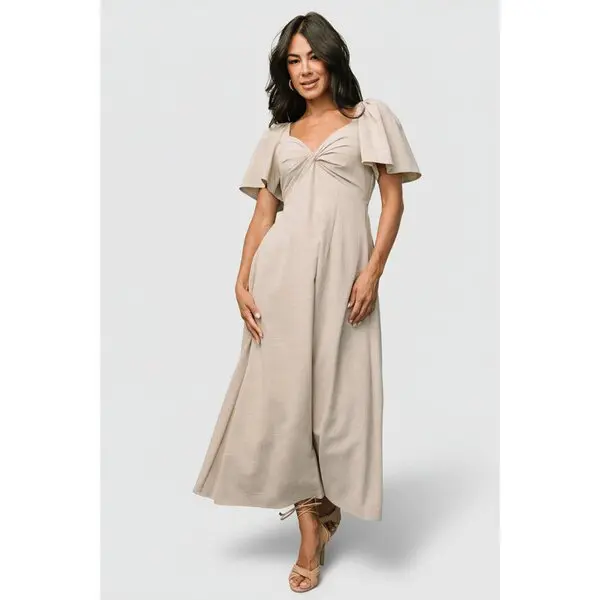 BALTIC BØRN Indie Back Tie Dress - Oatmeal