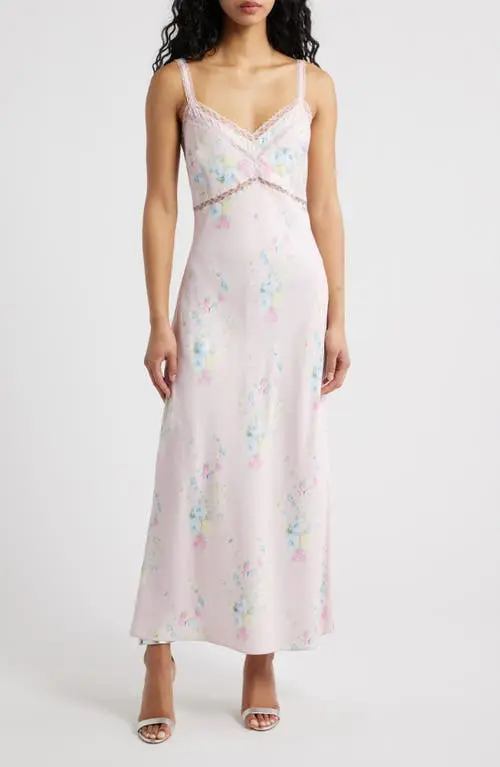 LoveShackFancy Annabeth Abstract Floral Cotton Slipdress - Rosy Trellis