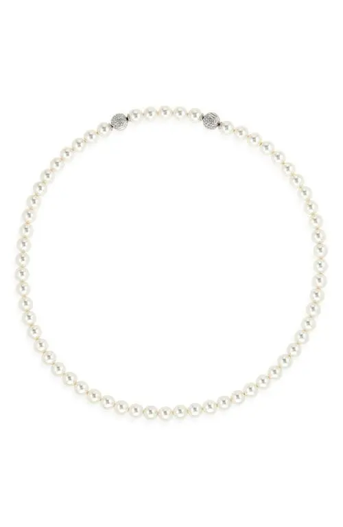 SWAROVSKI Matrix Faux Pearl Tennis Necklace - White/silver