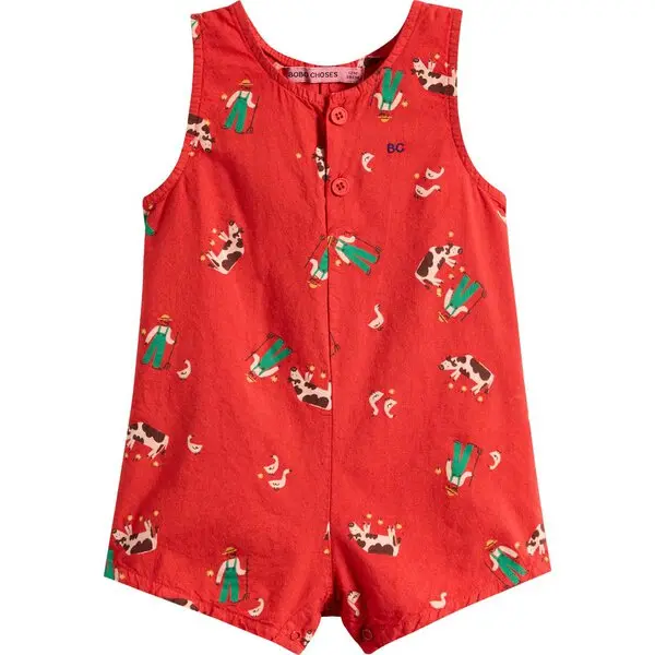 BOBO CHOSES Farm Adventure Playsuit - Red