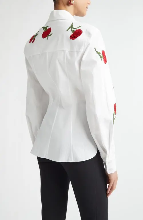 Carolina Herrera Isabella Rose Embroidered Poplin Shirt