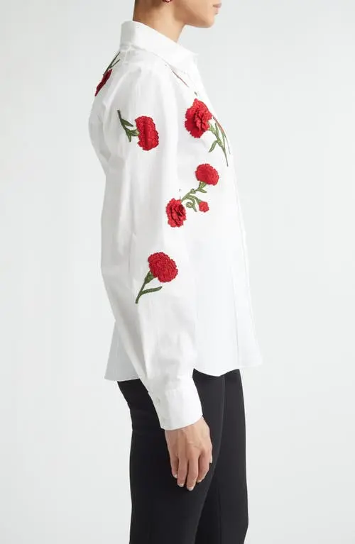 Carolina Herrera Isabella Rose Embroidered Poplin Shirt