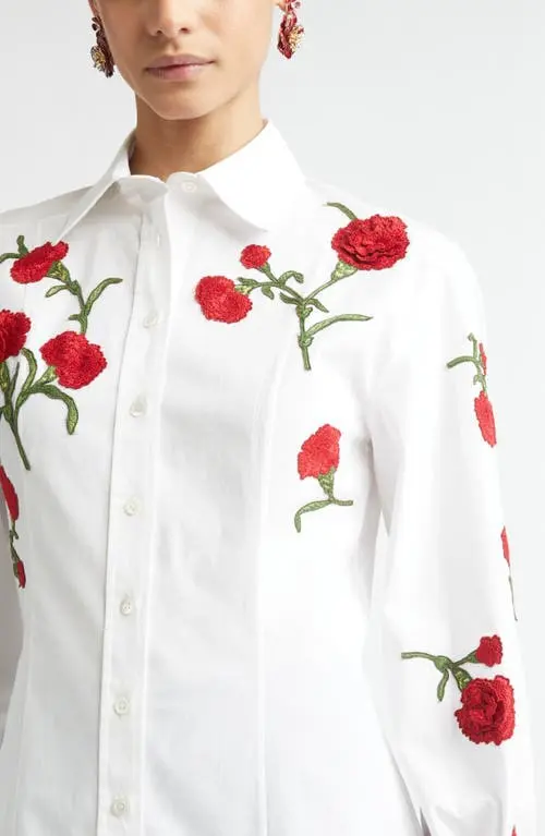 Carolina Herrera Isabella Rose Embroidered Poplin Shirt