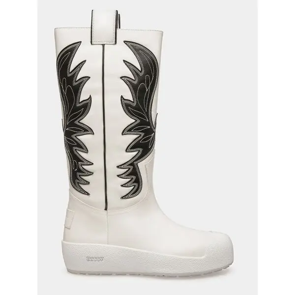 Bally Chambery Leather Long Boots - White/black
