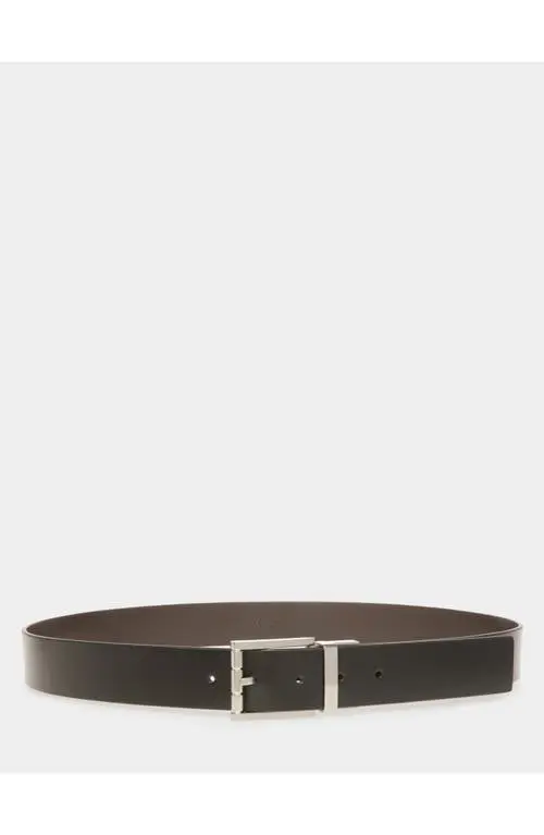 Bally Dress Belt In Leather - Black+palladio