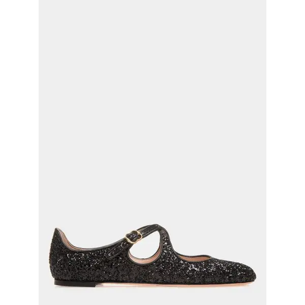 Bally Rina Flat In Glitter With Leather Lining - Black