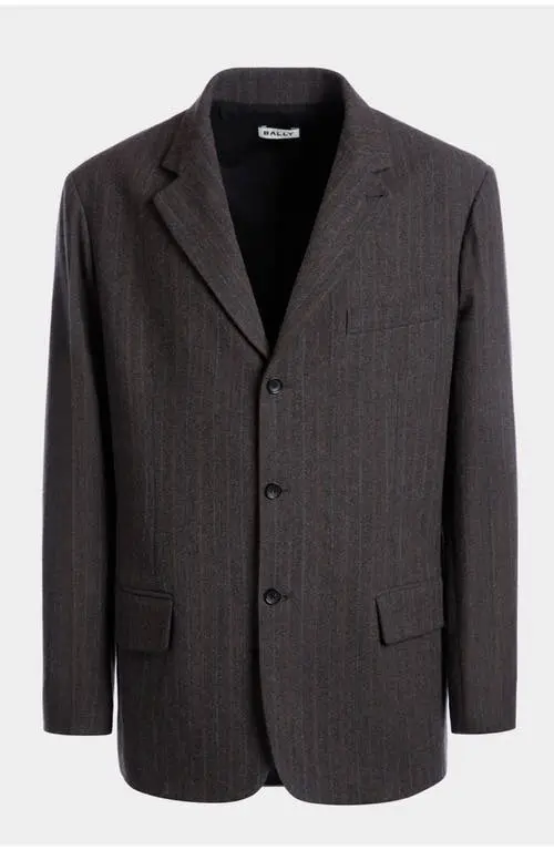 Bally Blazer With A Pinstripe Pattern - Gray