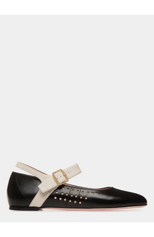 Bally Rina Flat In Leather With Goat Leather Lining - Black