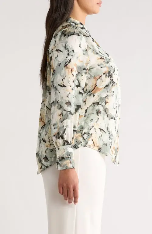Anne Klein Pleated Split Neck Top