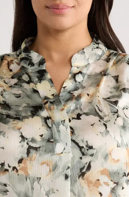 Anne Klein Pleated Split Neck Top