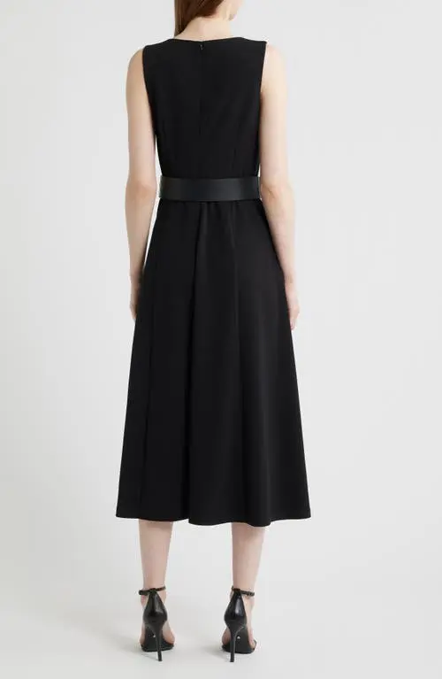 Anne Klein Side Button Cool Crepe Midi Dress