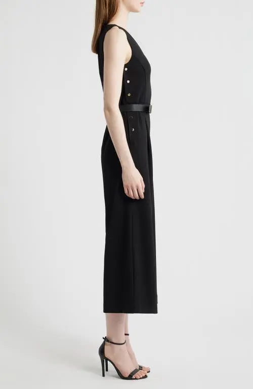Anne Klein Side Button Cool Crepe Culotte Jumpsuit