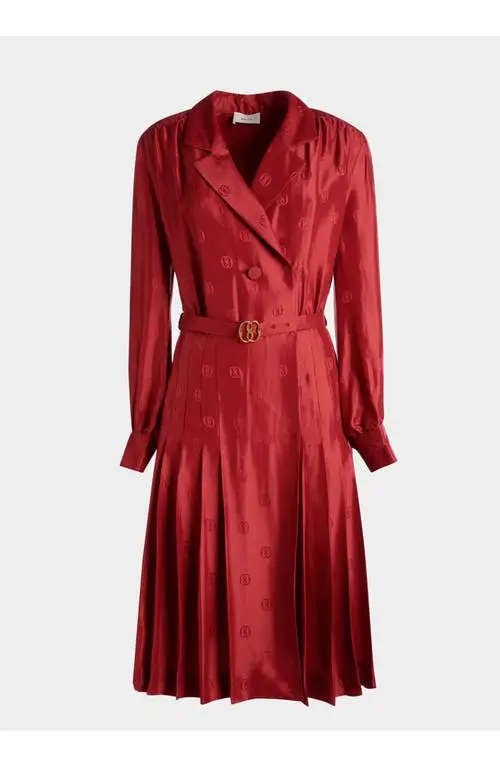 Bally Emblem Belted Dress - Red