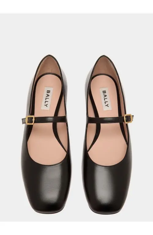 Bally Rina Flat In Calf Leather With Leather Lining