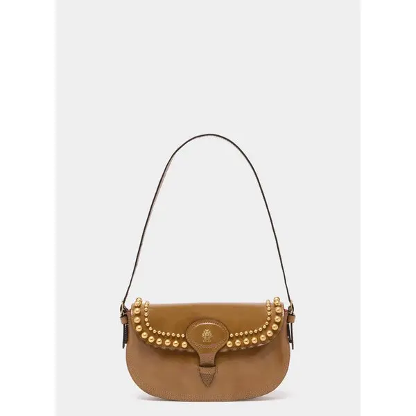 Bally Beckett Small Shoulder Bag In Brushed Leather With Studs - Natural