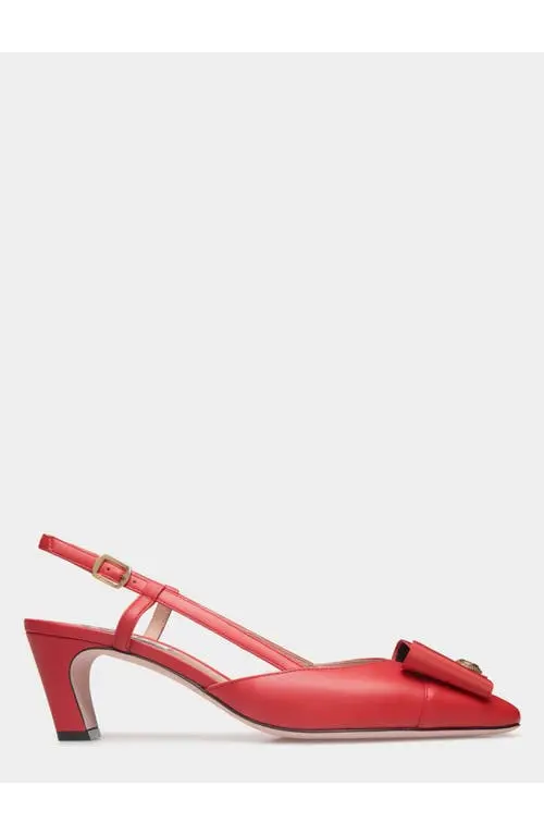 Bally B-bow Slingback Pump In Leather - Red