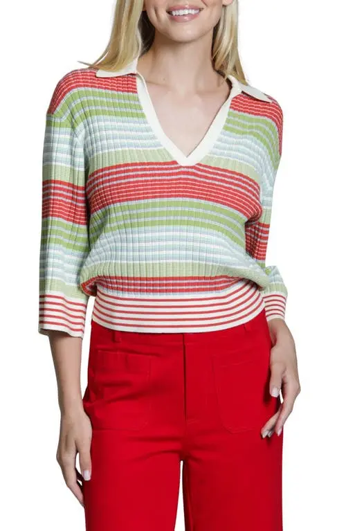 APNY Ribbed Stripe Polo - Olive Multi