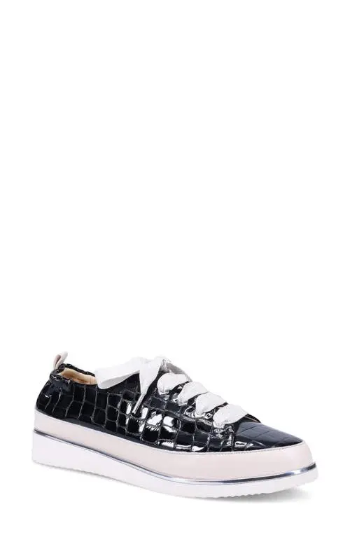 Ron White Novella Avara Croc Embossed Leather Sneaker - Onyx