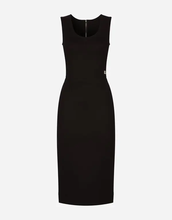 Dolce & Gabbana Sleeveless Milano Rib Midi Dress - Black