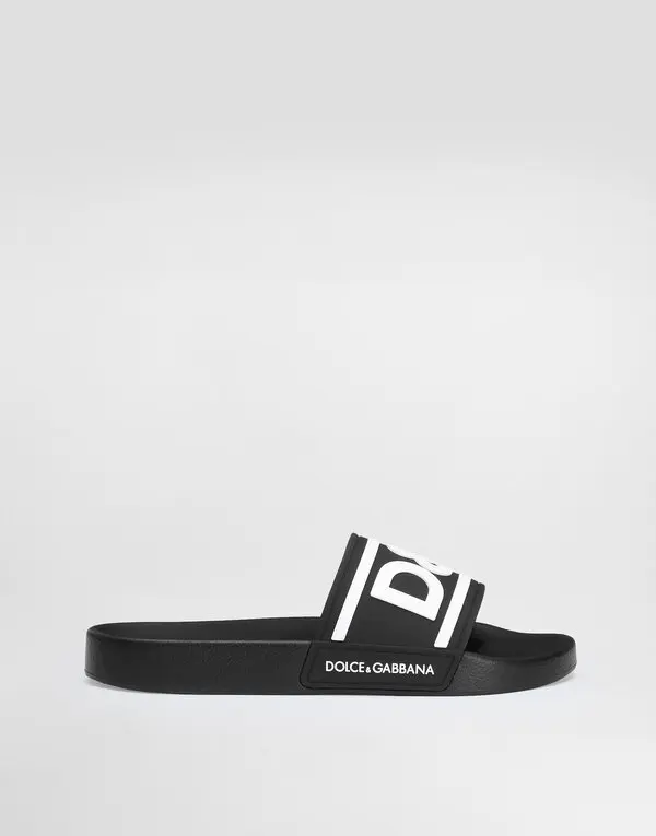 Dolce & Gabbana Rubber Beachwear Sliders With Dg Logo - Multicolor