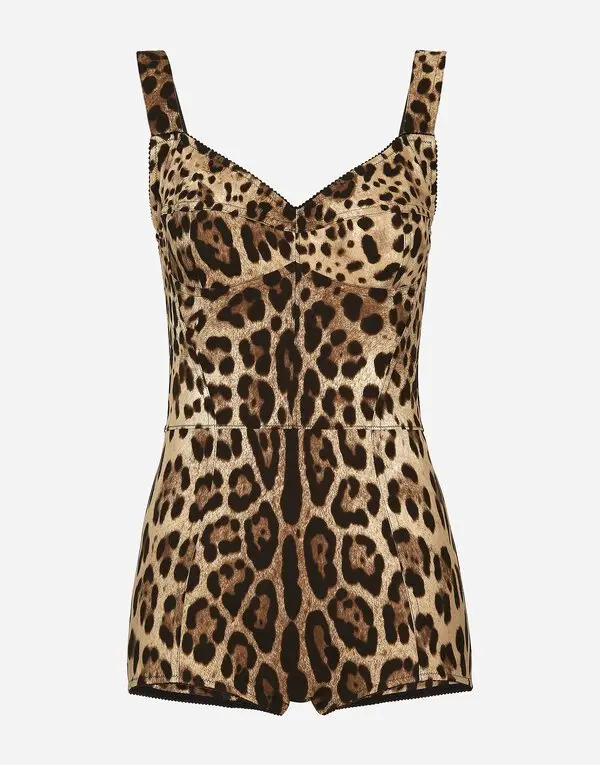Dolce & Gabbana Leopard-print Charmeuse Bodysuit - Animal Print