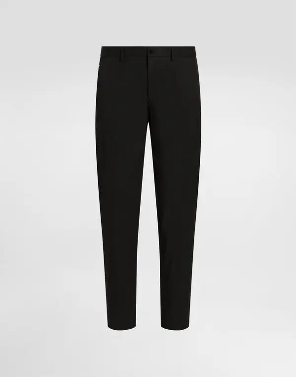 Dolce & Gabbana Stretch Cotton Pants With Branded Tag - Black