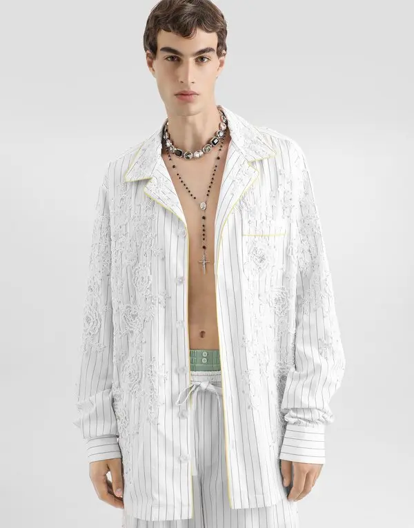 Dolce & Gabbana Cotton And Silk Vanity Shirt With Embroidery - Multicolor